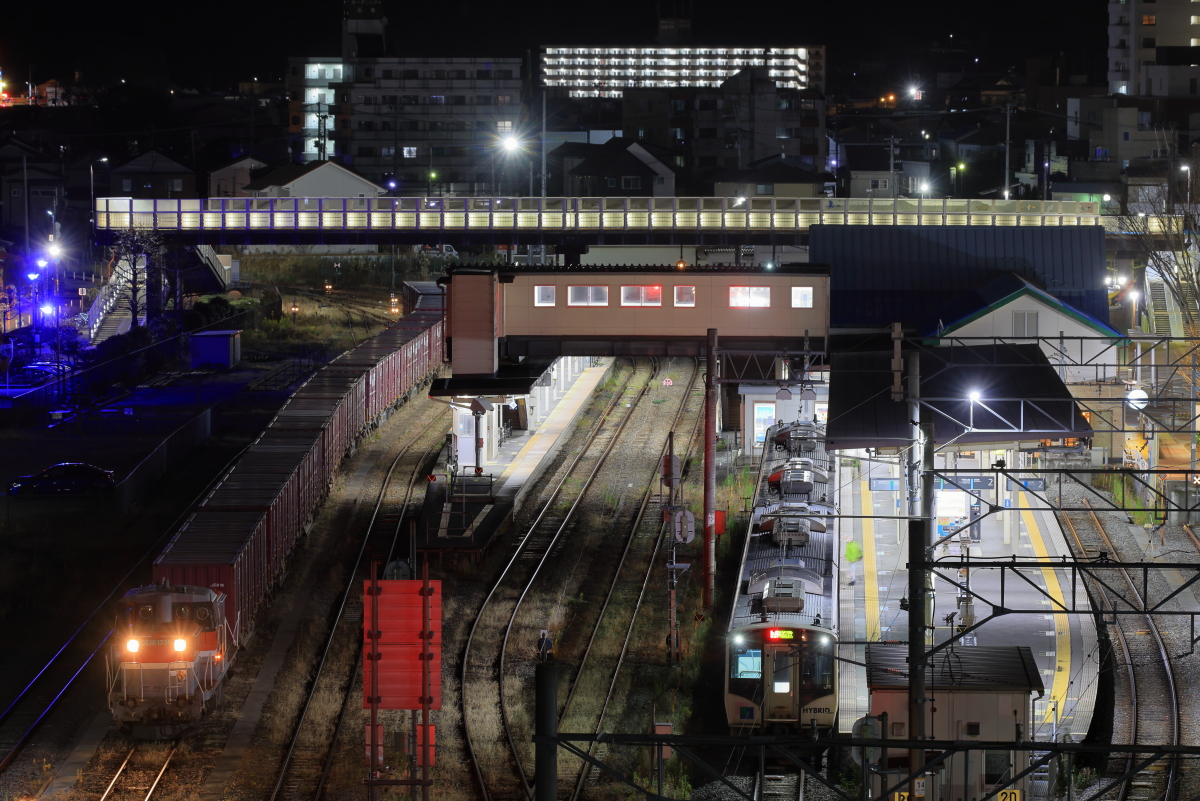 夜の石巻駅に止まる、DE10-1539代走の1654レを撮る！(石巻貨物撮影編) - 続 うっかり鉄の鉄道風景写真撮影記