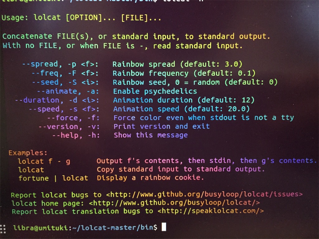 Linuxのターミナルの文字を虹色にする方法=lolcat - Hack-file