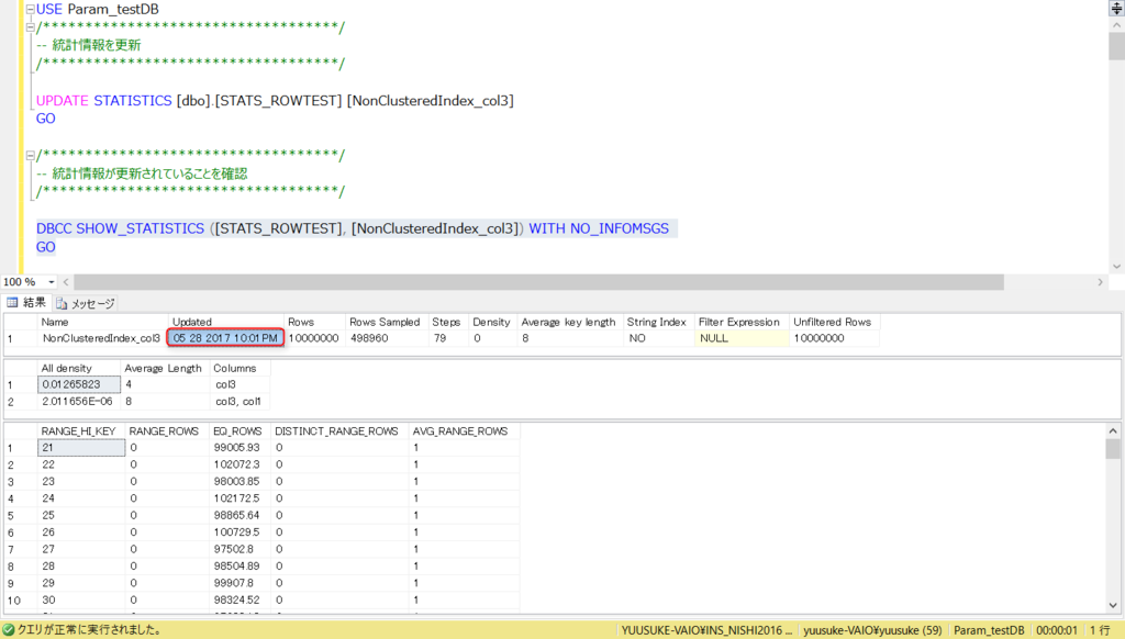 【SQL Server】OPTIMIZE FOR UNKNOWNを使用した場合の統計について - 小物SEのメモ帳
