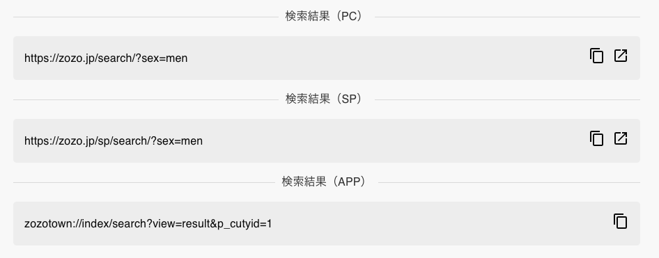 URL生成の結果