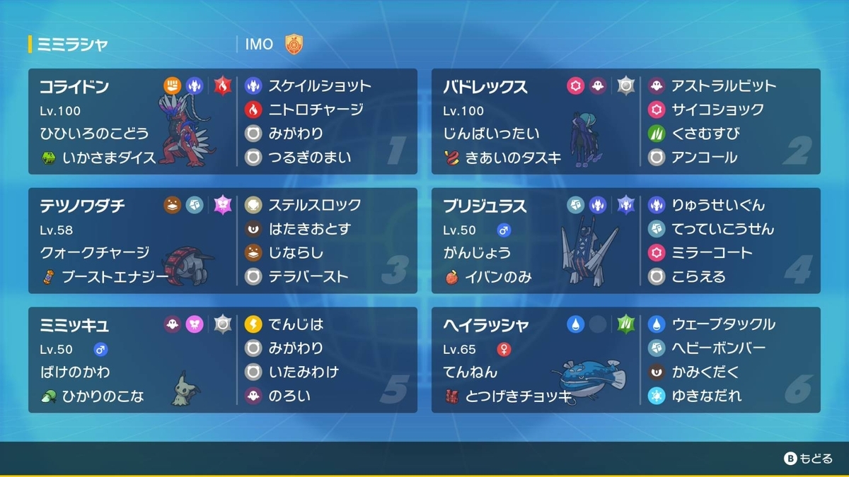 【ポケモンSV S31 最終470位】構築記事 - いも雀