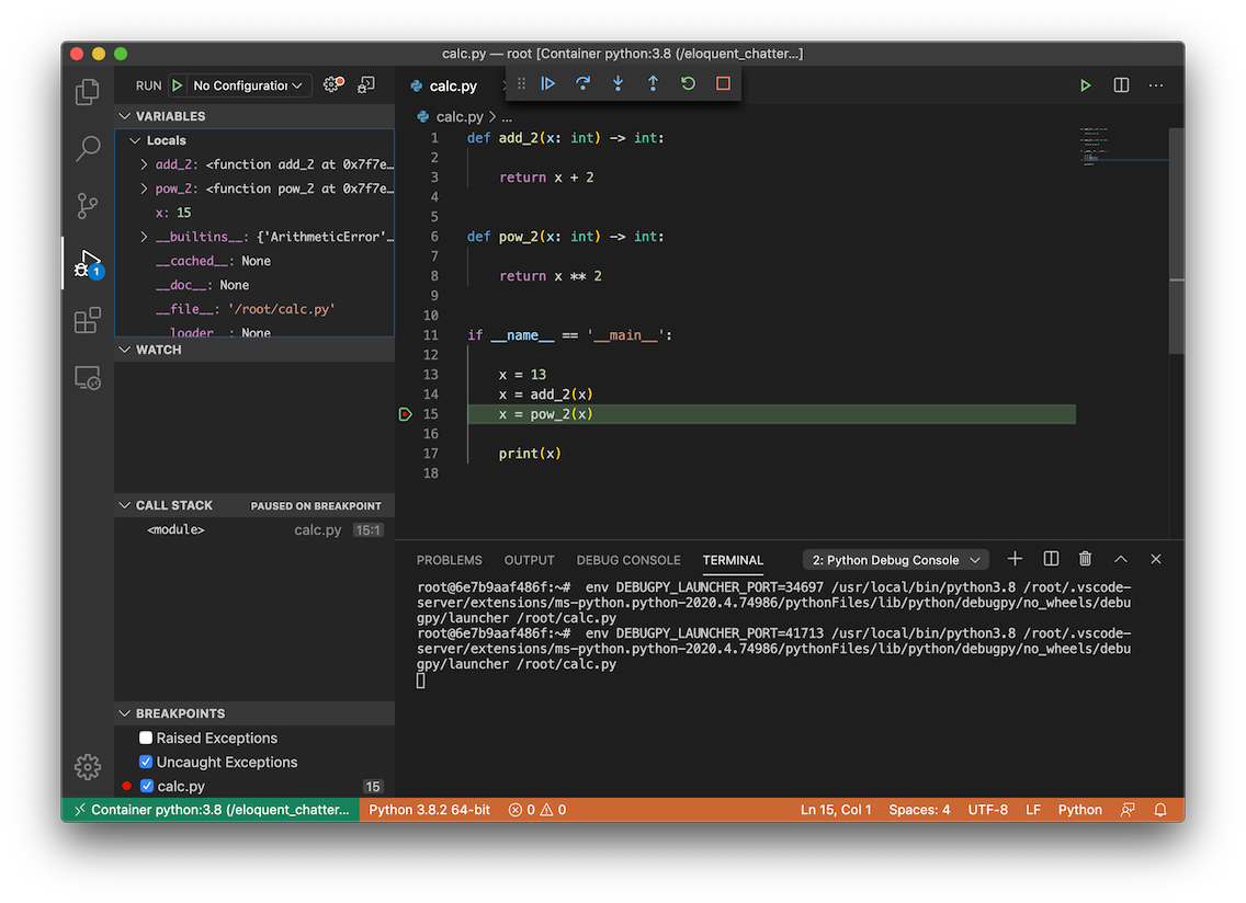 Visual Studio Code で Docker コンテナに Attach して Python のデバッガ起動までしてみる - walkingmask’s development log