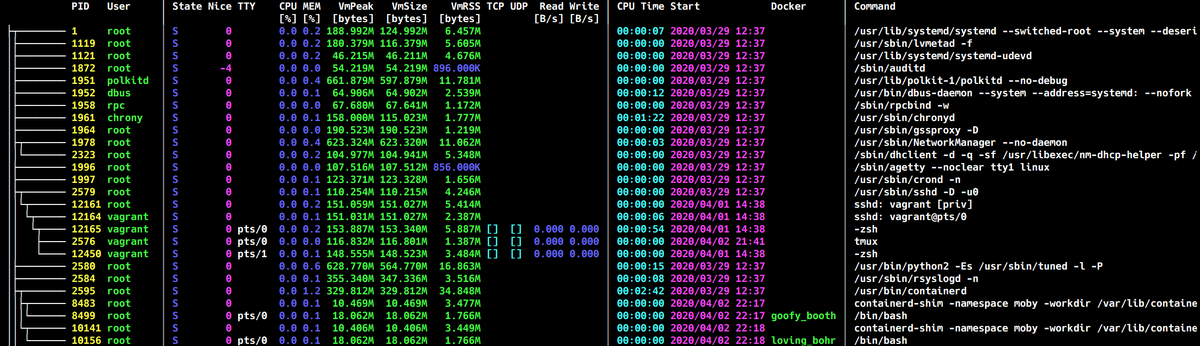 Linuxメモ : Rust製のprocs（モダンなpsコマンド）でプロセス表示 - もた日記