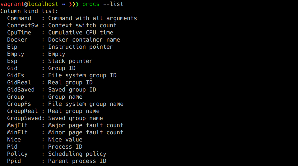 Linuxメモ : Rust製のprocs（モダンなpsコマンド）でプロセス表示 - もた日記