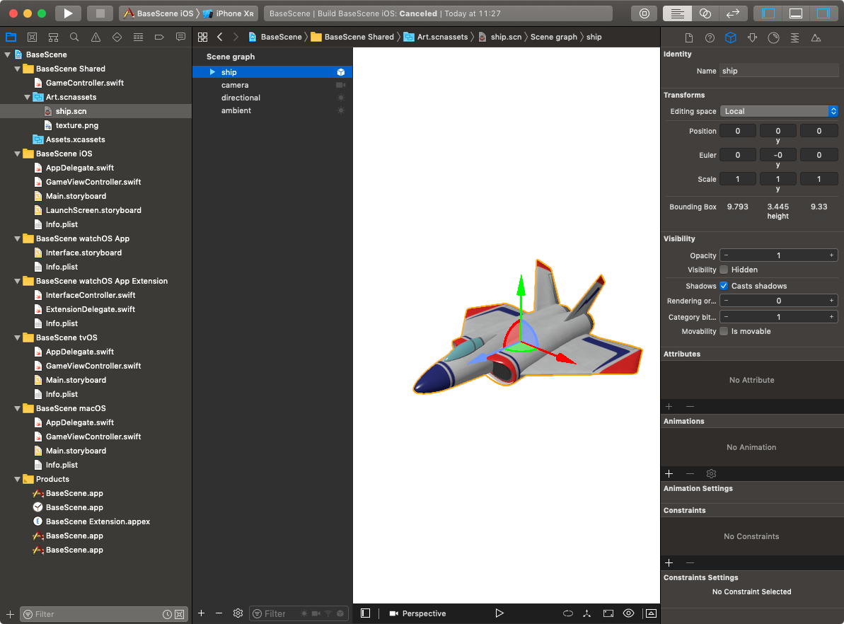 Xcode 10、SceneKit の Cross-platform Game テンプレートを自力でつくる - Apple Engine