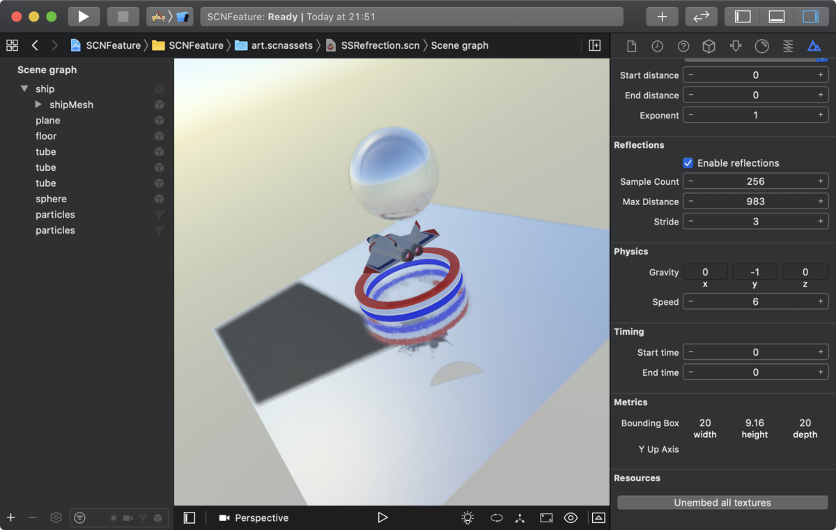 Xcode 11 での SceneKit の変更点 その4 - スクリーンスペースリフレクション - Apple Engine