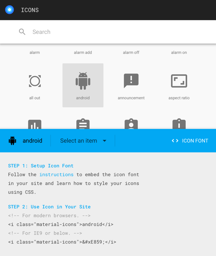Material Iconsをwebサイト経由せず、ローカルで使えるようにする - heimdalの技術ノート