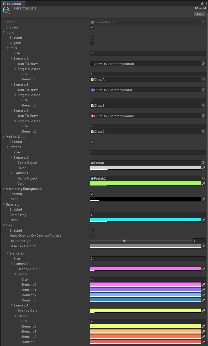 Febucci 氏の Custom Hierarchy for Unity を使ってみた - デニッキ！