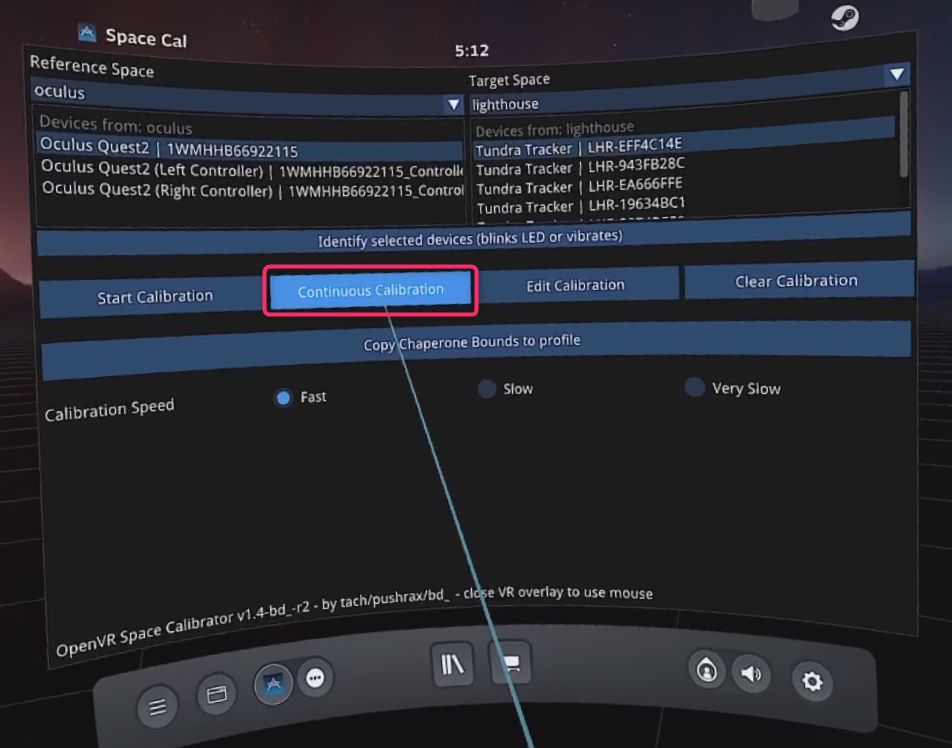 Quest2＋Tundra Trackerで自動キャリブレーションをした話(OpenVR-SpaceCalibrator v1.4-bd,無線フルトラ,ツンドラトラッカー) - くろす先生の機密報告書
