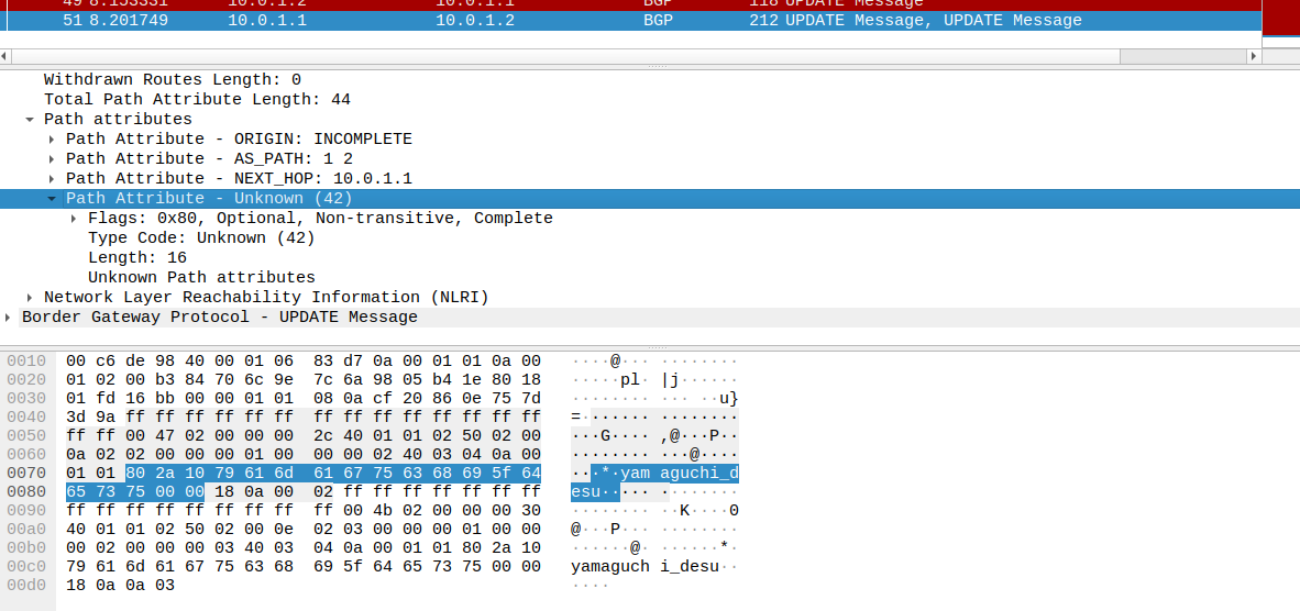 BuildしたFRRoutingをDockerコンテナで動作させ、BGPのオレオレPath Attributeを流す - BYB