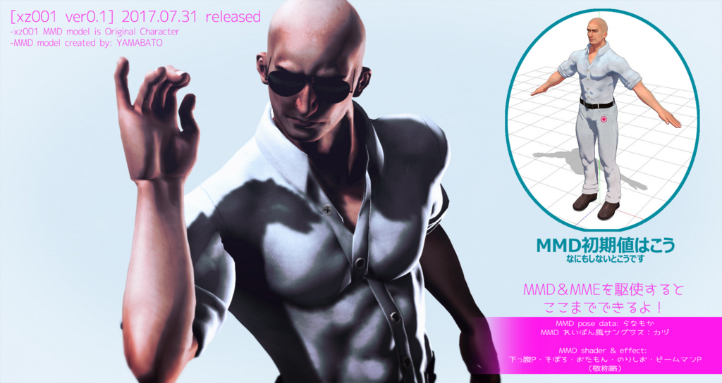 [MMD] Original Character Model [xz001 ver0.1] 配布開始 - 半眼訥々