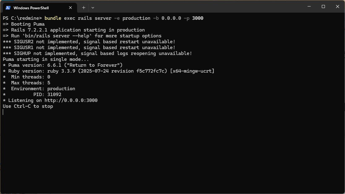 Windows 11 (24H2) に Redmine 6.0.6 をインストールしたメモ（Ruby 3.3 + PostgreSQL 17） - PokuG stdio.h