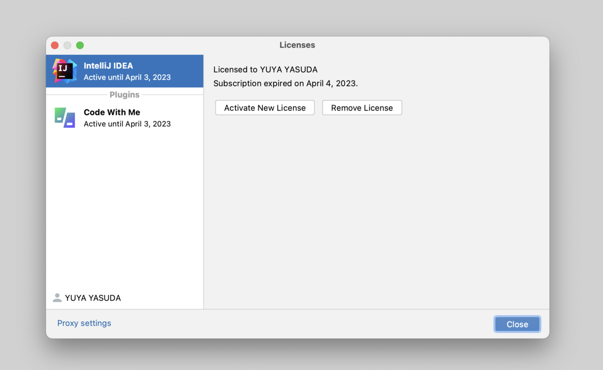 JetBrainsのライセンス更新 - yasudacloudの日記