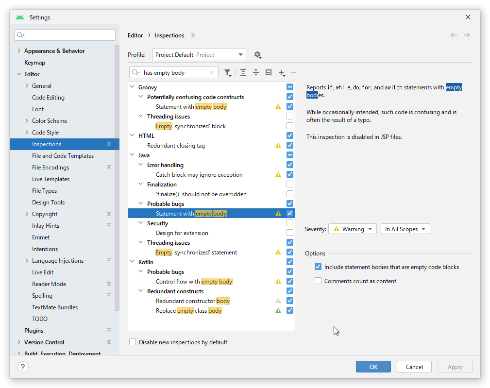 Android Studio の警告を表示しない - 将棋プログラミング