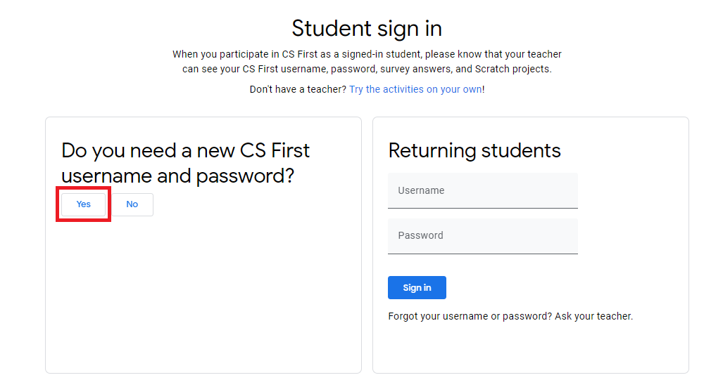 CS First（シーエスファースト）の先生用アカウントと生徒用アカウントの作成方法 - 子どもと未来とアルゴリズム