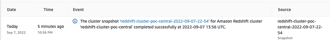 Redshift のスナップショット取得時間 - ablog