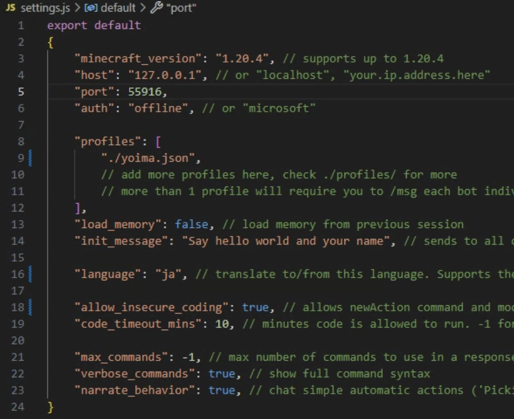 AIがマイクラをプレイするMindcraftの導入と簡易的な使い方 - yoimaのブログ