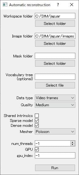 COLMAPで動画から3D点群データを作成する - yoossh’s diary