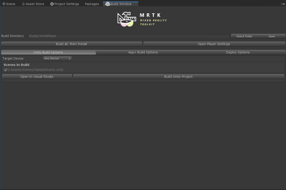 MRTK v2 - Build Window - yotiky Tech Blog