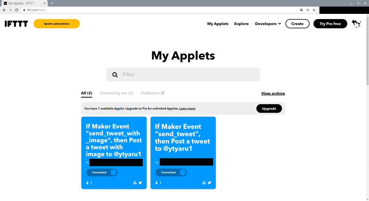 IFTTTでツイートAPIを作る - やってみる