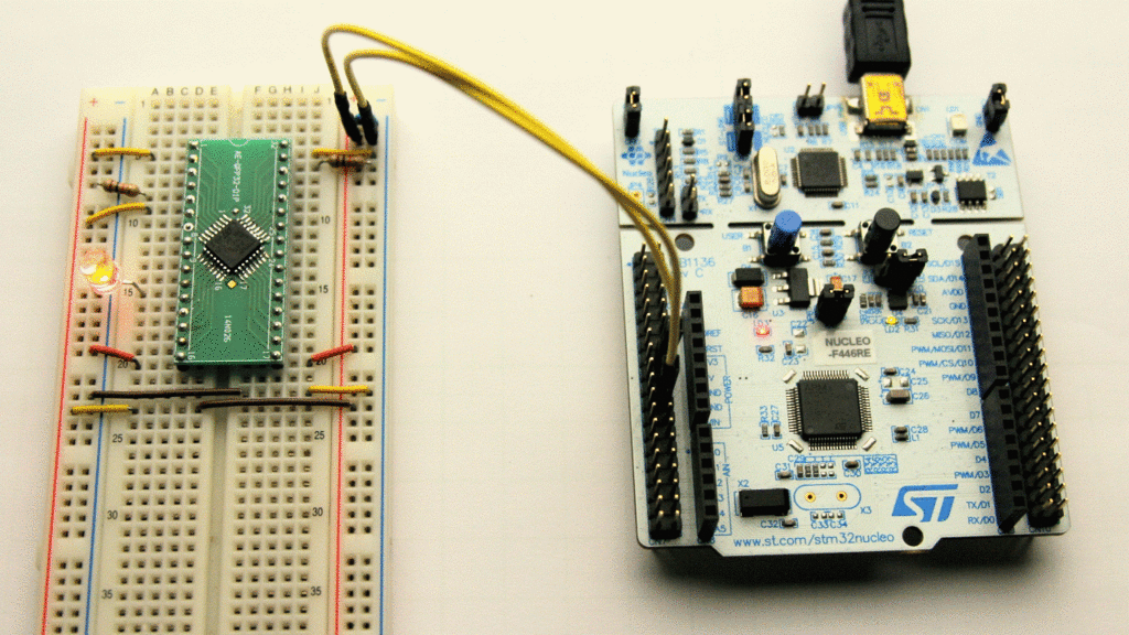 素のSTM32F303K8にデバッガーを切り離していないNucleo経由でバイナリーを書き込む方法 - YP-PWM