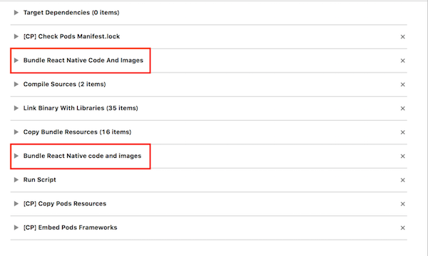 XcodeのReact NativeにおけるBuild Phases - 知識のリンク集