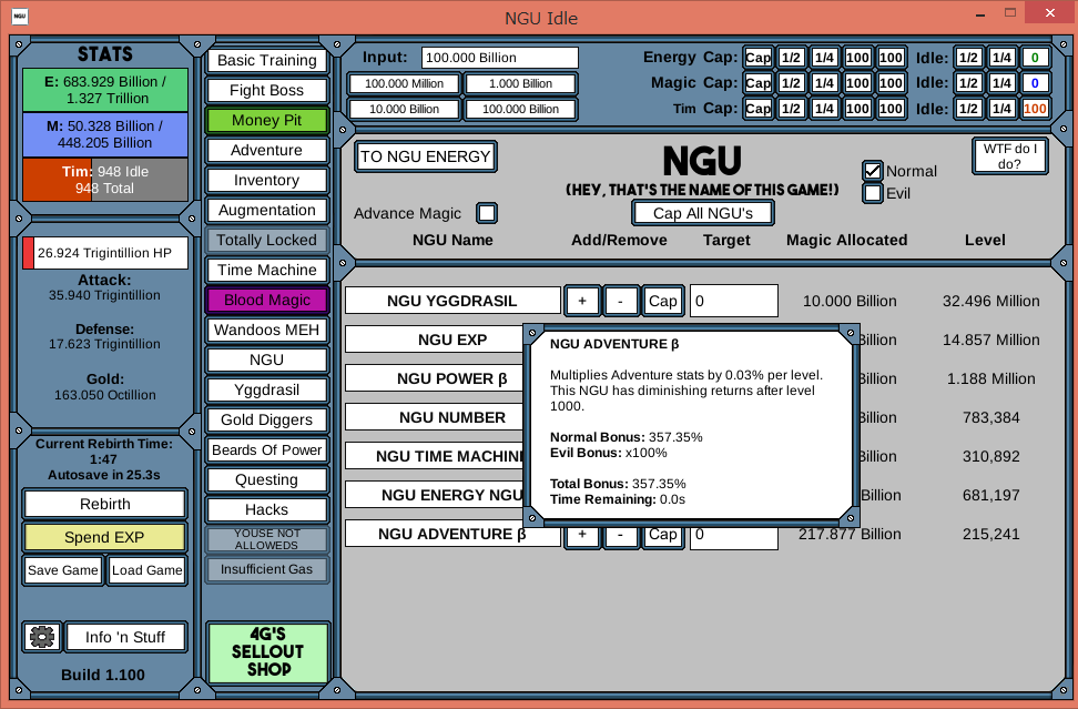 NGU IDLE 1回目 - 放置ゲームとか、好きだからああああ！