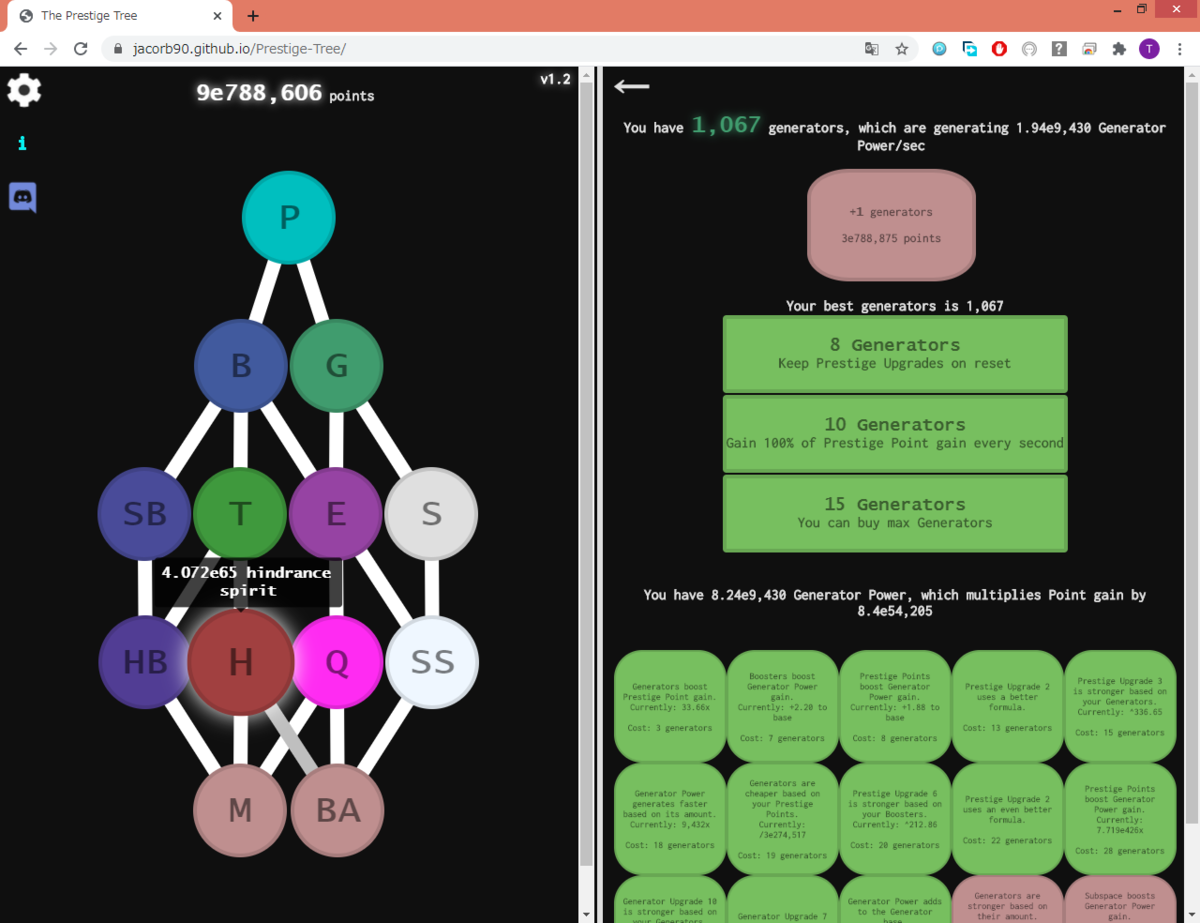 prestige tree 1回目 - 放置ゲームとか、好きだからああああ！