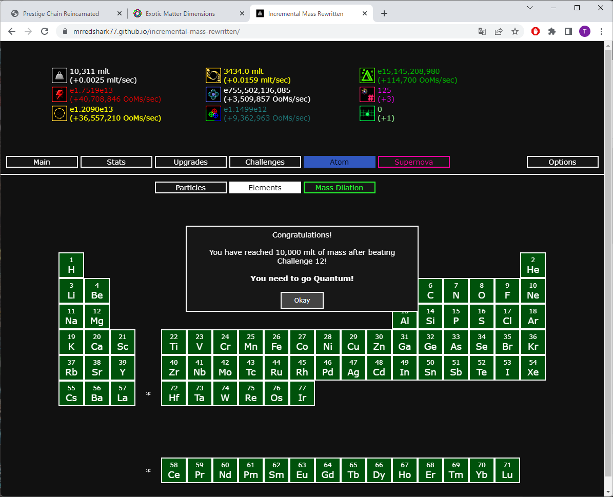 Incremental Mass Rewritten 4回目 - 放置ゲームとか、好きだからああああ！