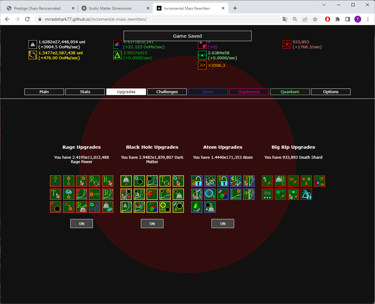 Incremental Mass Rewritten 6回目 - 放置ゲームとか、好きだからああああ！