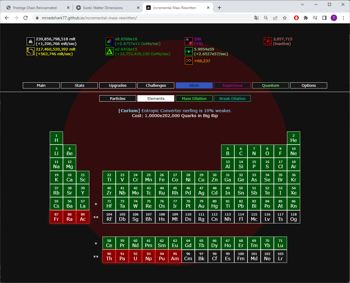 Incremental Mass Rewritten 6回目 - 放置ゲームとか、好きだからああああ！